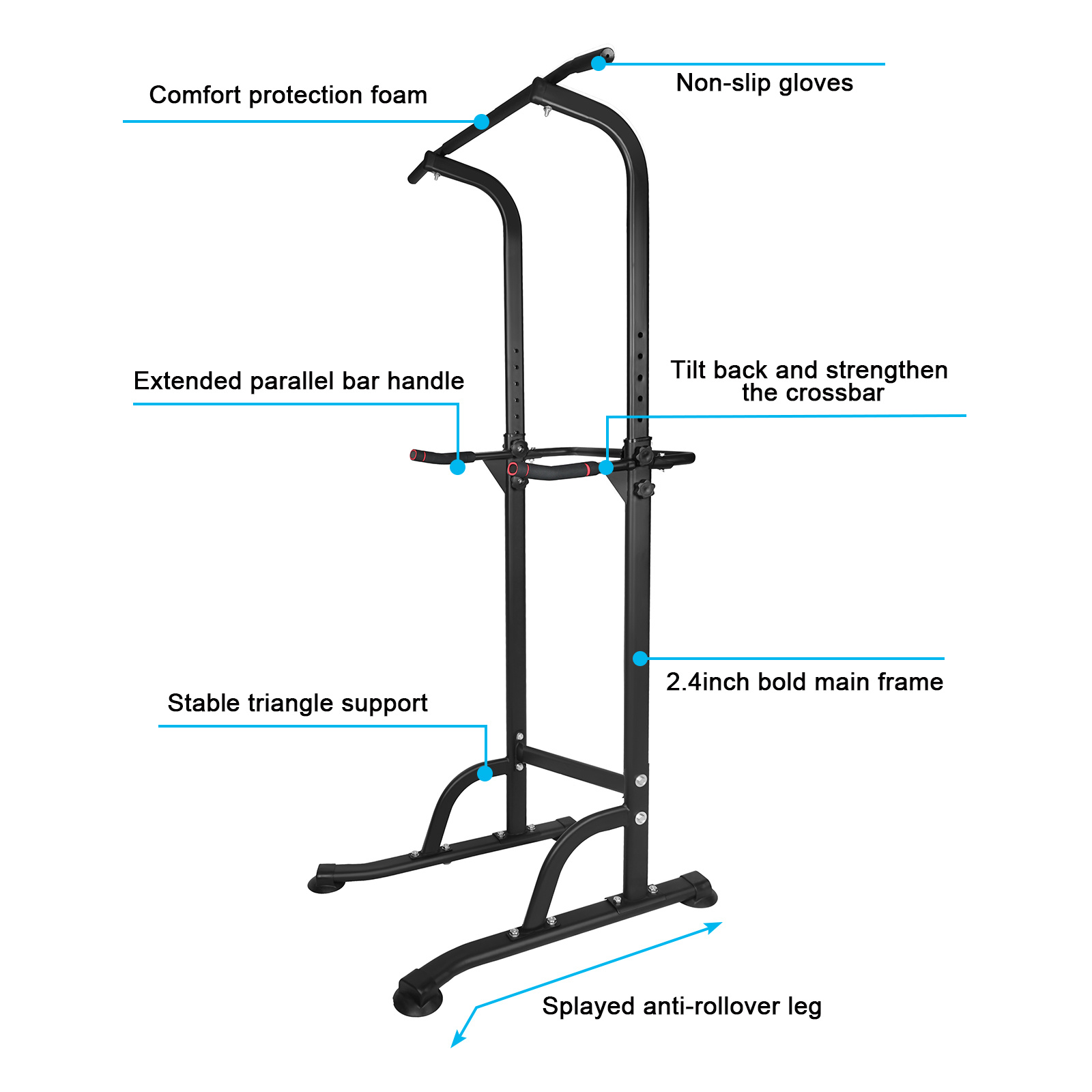 Power Tower Exercise Parallel Bar Pull-Up Bar - Health Equals Wellness